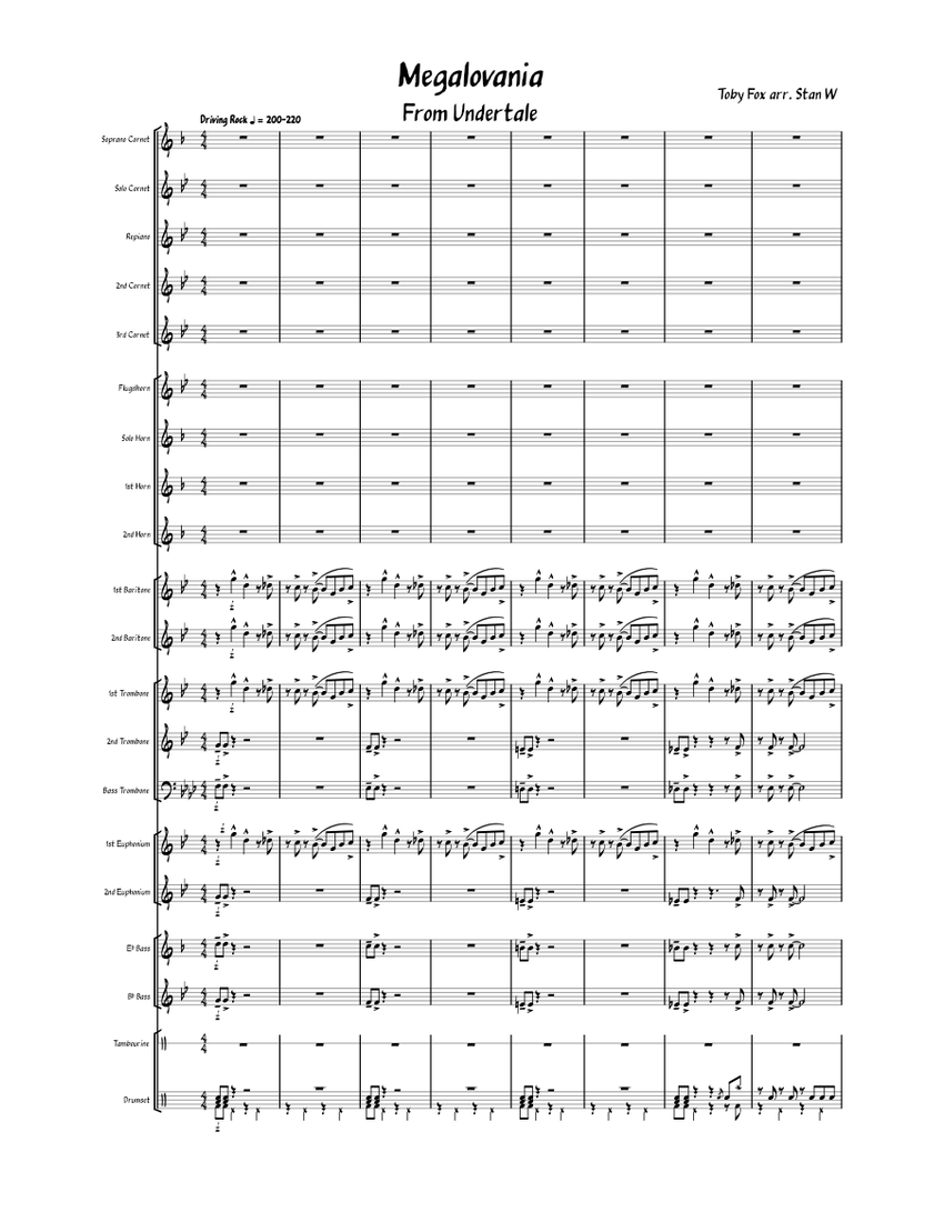 Megalovania - Toby Fox, arr. Stan W Sheet music for Trombone, Cornet, Euphonium, Tuba & more ...
