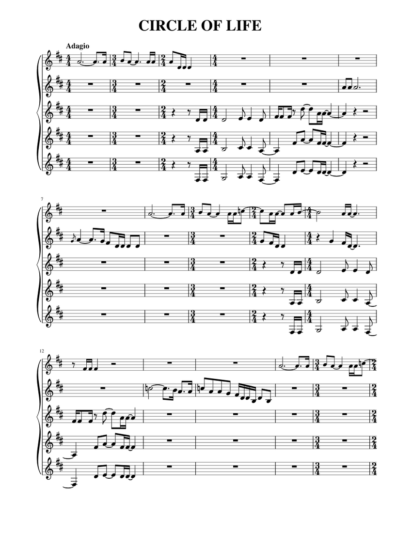 CIRCLE_OF_LIFE Sheet music for Piano (Mixed Quintet) | Musescore.com