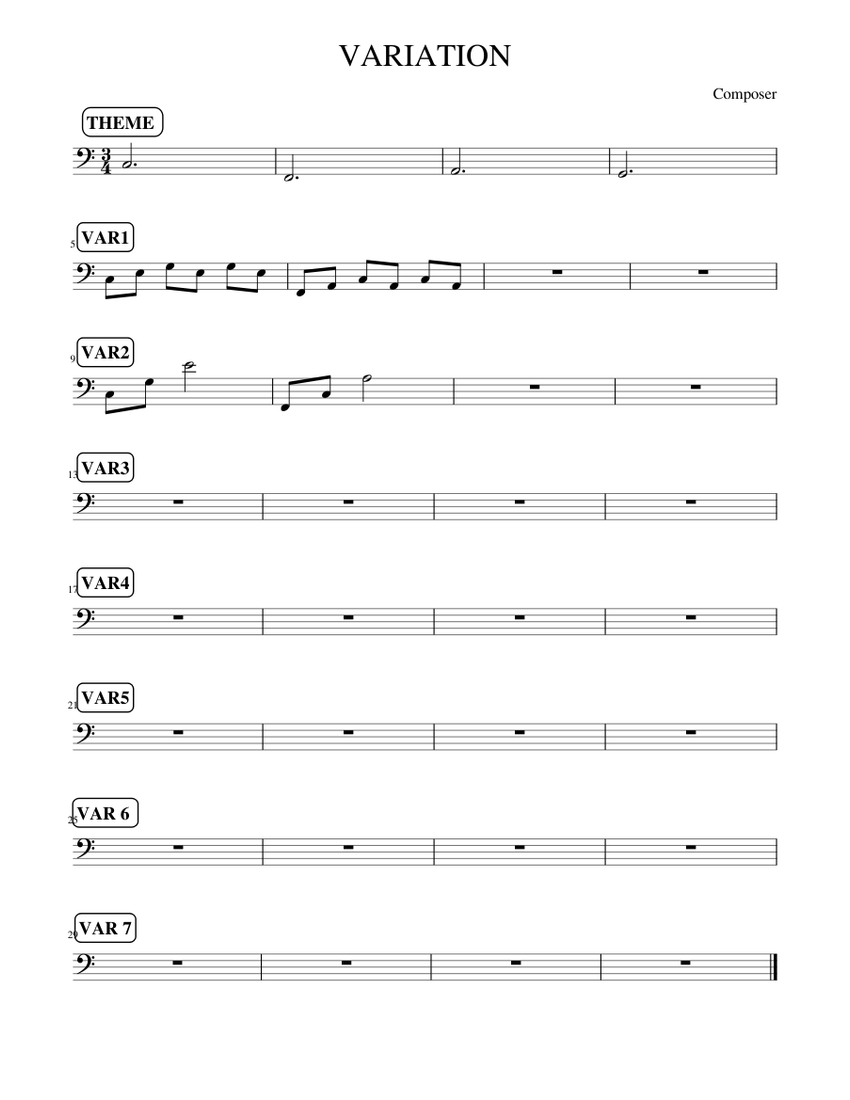 VARIATION Sheet music for Piano (Solo) Easy | Musescore.com
