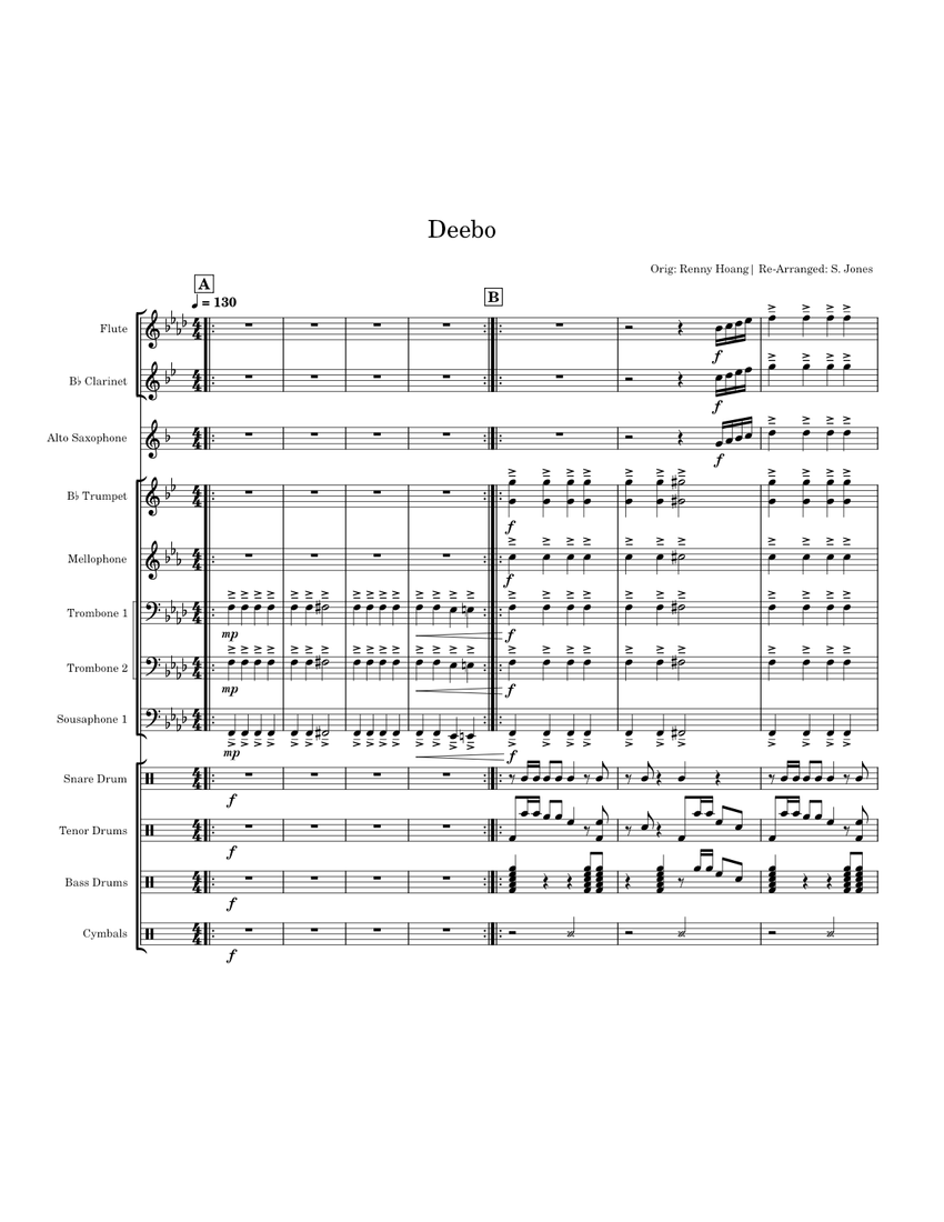 Deebo Full Band | Original: Renny Hoang| Re Arranged: S. Jones| Sheet ...