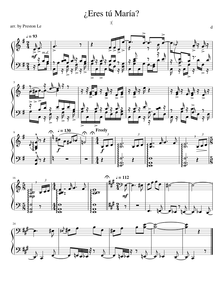 ¿Eres tú María? Sheet Music for Piano (Solo) | MuseScore.com