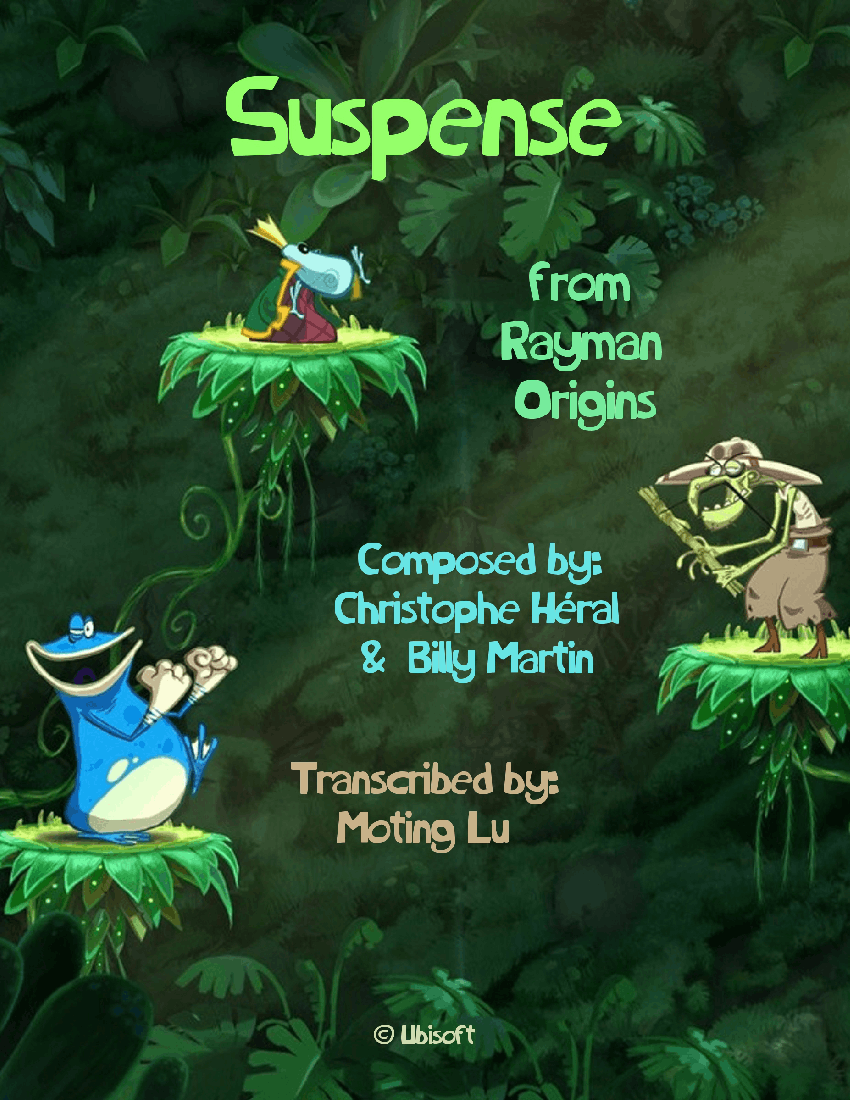 Suspense – Rayman Origins Sheet music for Vocals, Drum group, Strings ...