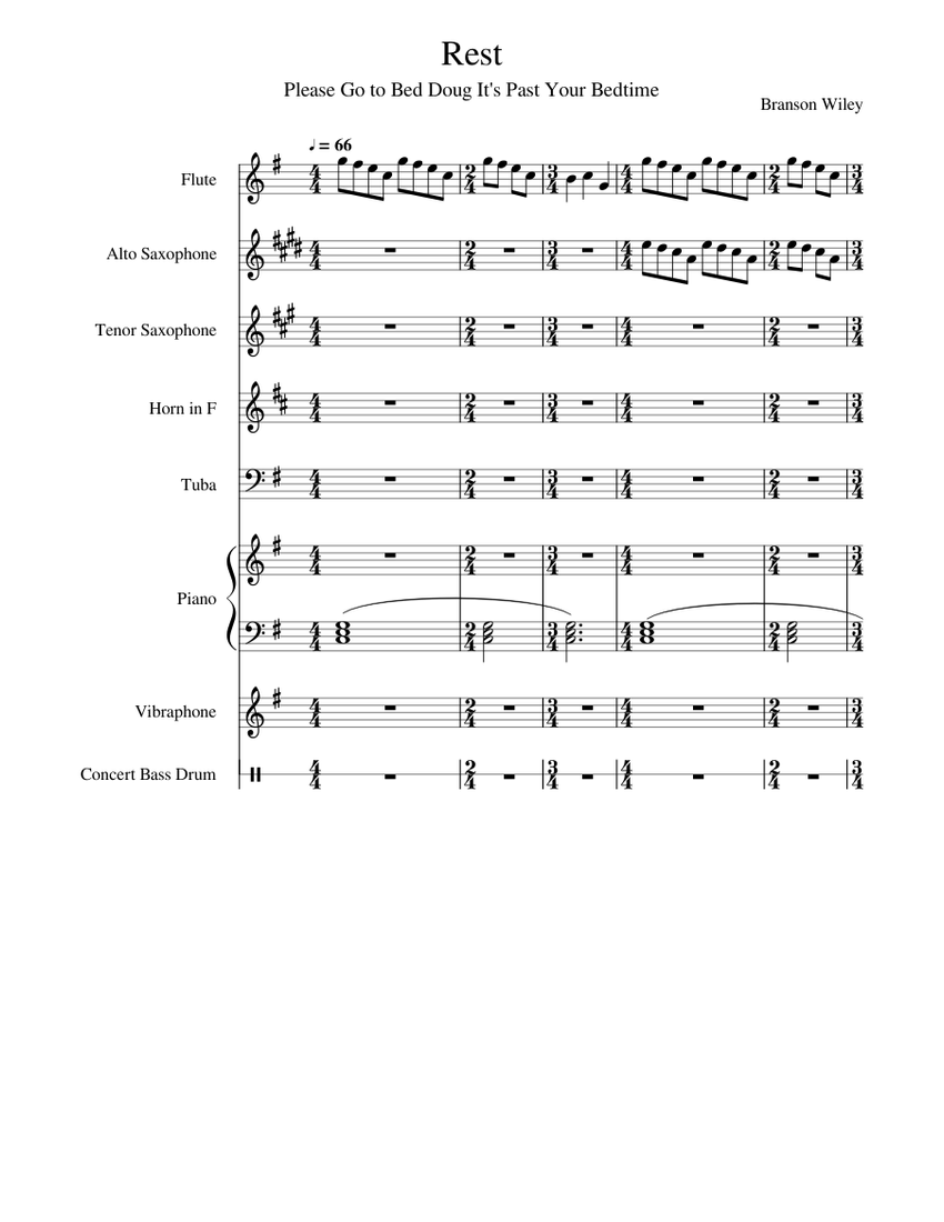 Rest Sheet music for Piano, Tuba, Flute, Saxophone alto & more ...