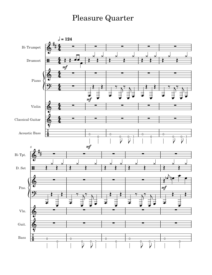 Pleasure Quarter Sheet Music and Tab for Piano, Trumpet in b-flat ...