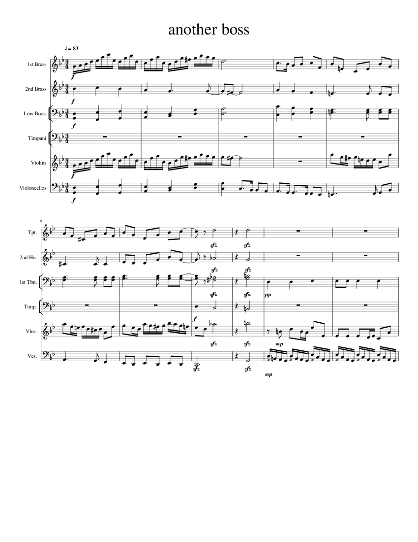 boss theme Sheet music for Trombone, Timpani, Strings group, Natural ...