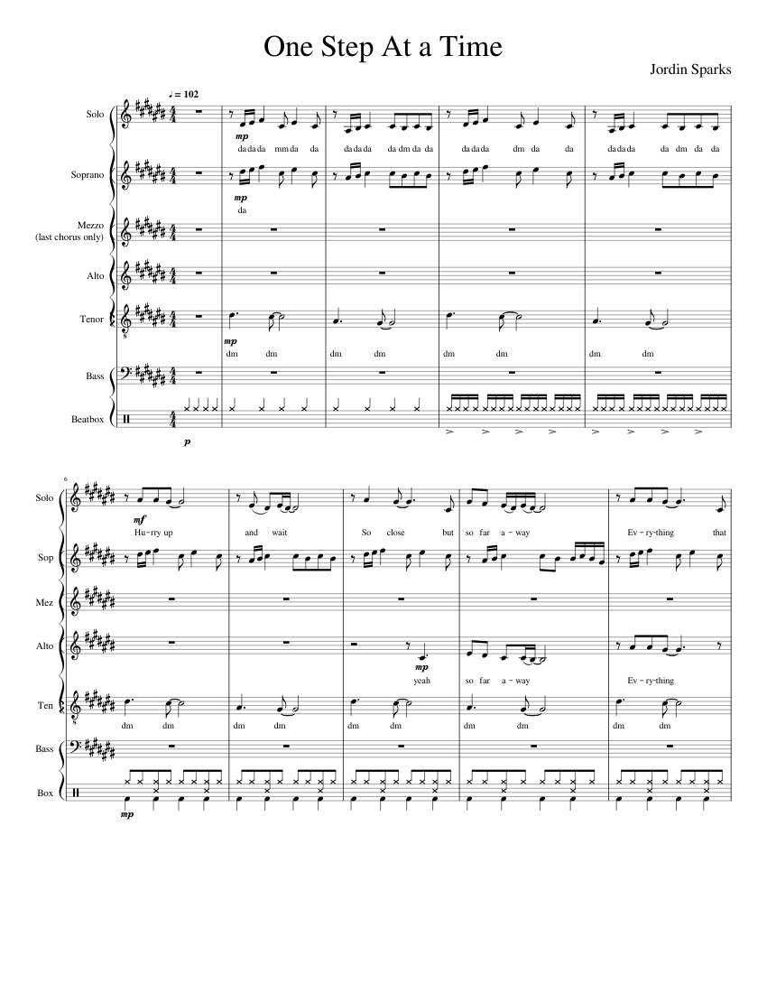 One Step At a Time Sheet Music for Piano, Drum group (Mixed Ensemble ...