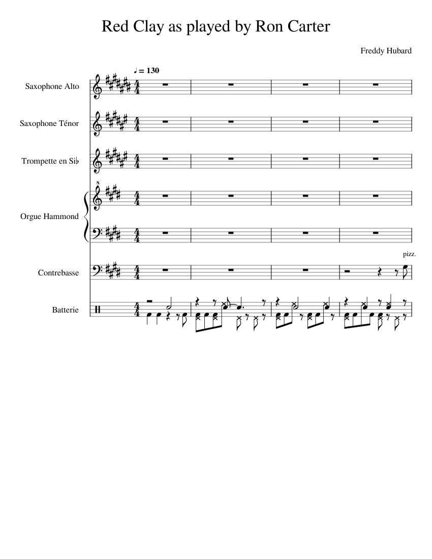 Red Clay Sheet Music for Organ, Saxophone alto, Saxophone tenor ...