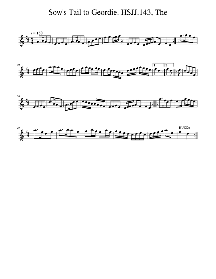 The Sow's Tail to Geordie. HSJJ.143 Sheet Music for Piano (Solo) easy ...