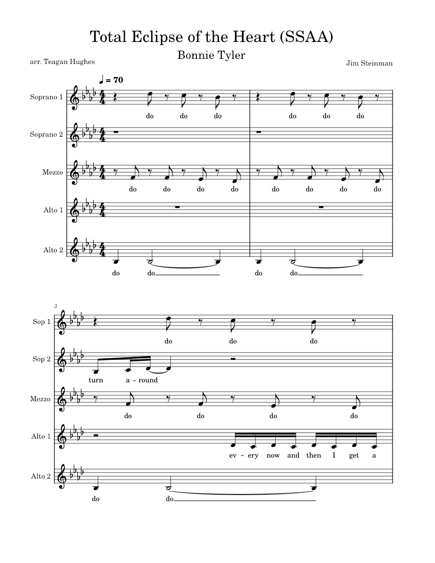 Total Eclipse Of The Heart (SSAA) Sheet music for Piano (A Capella ...