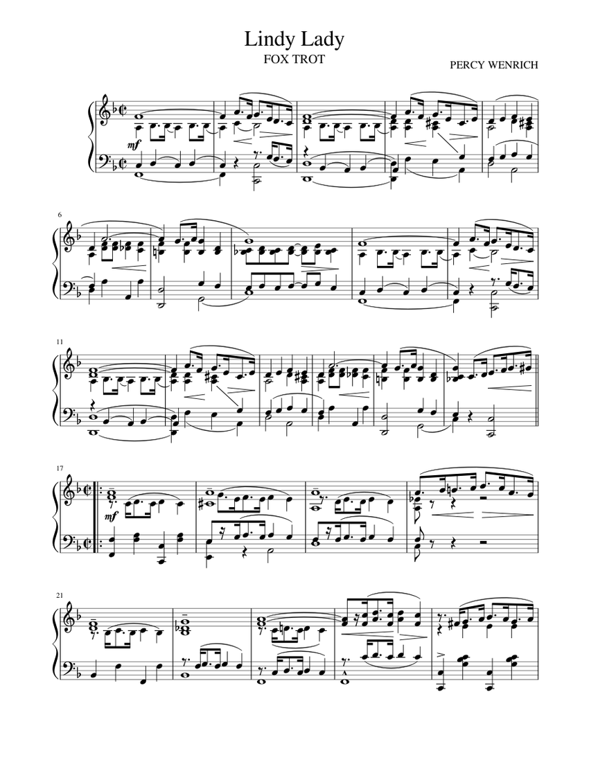 Lindy Lady (1923) Sheet music for Piano (Solo) | Musescore.com