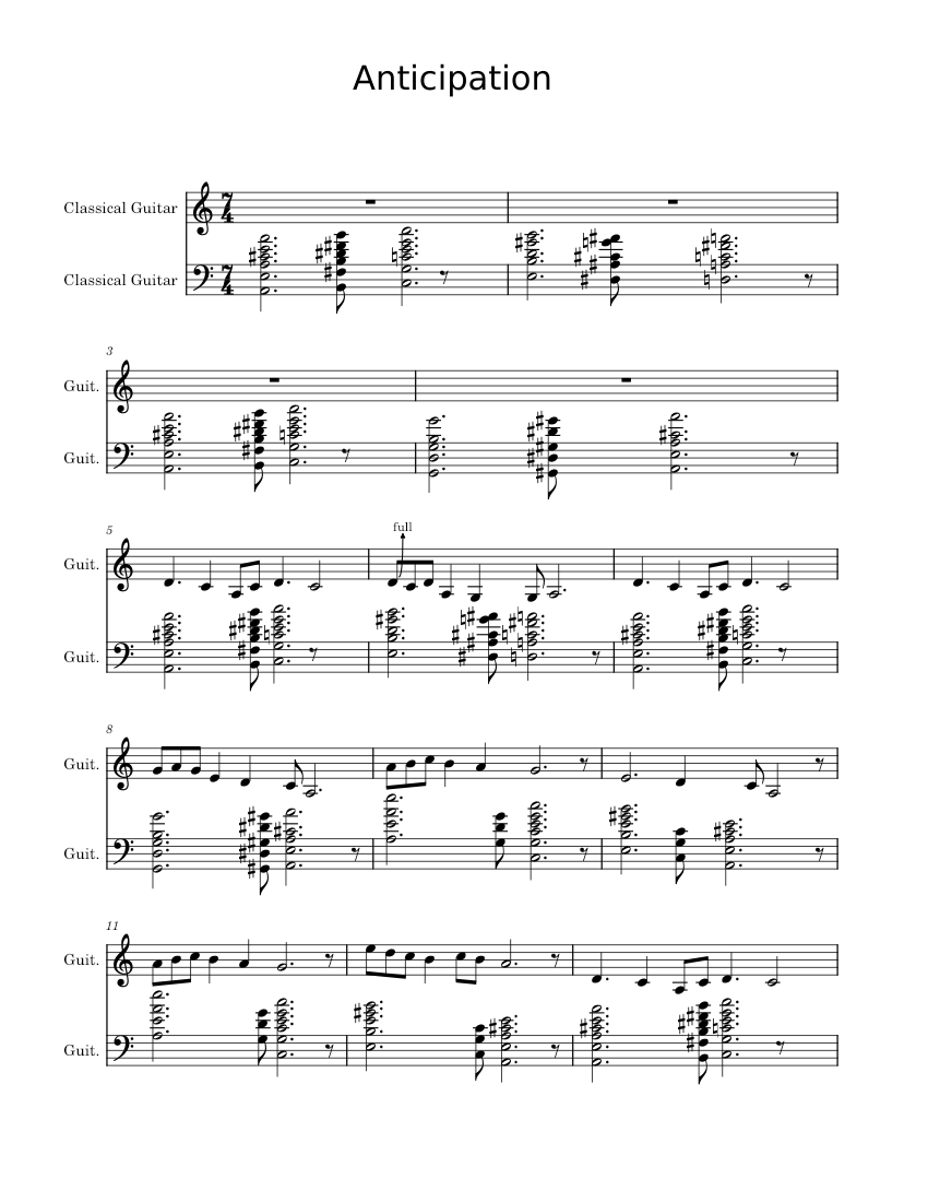 Anticipation Sheet music for Guitar (Mixed Duet) | Musescore.com