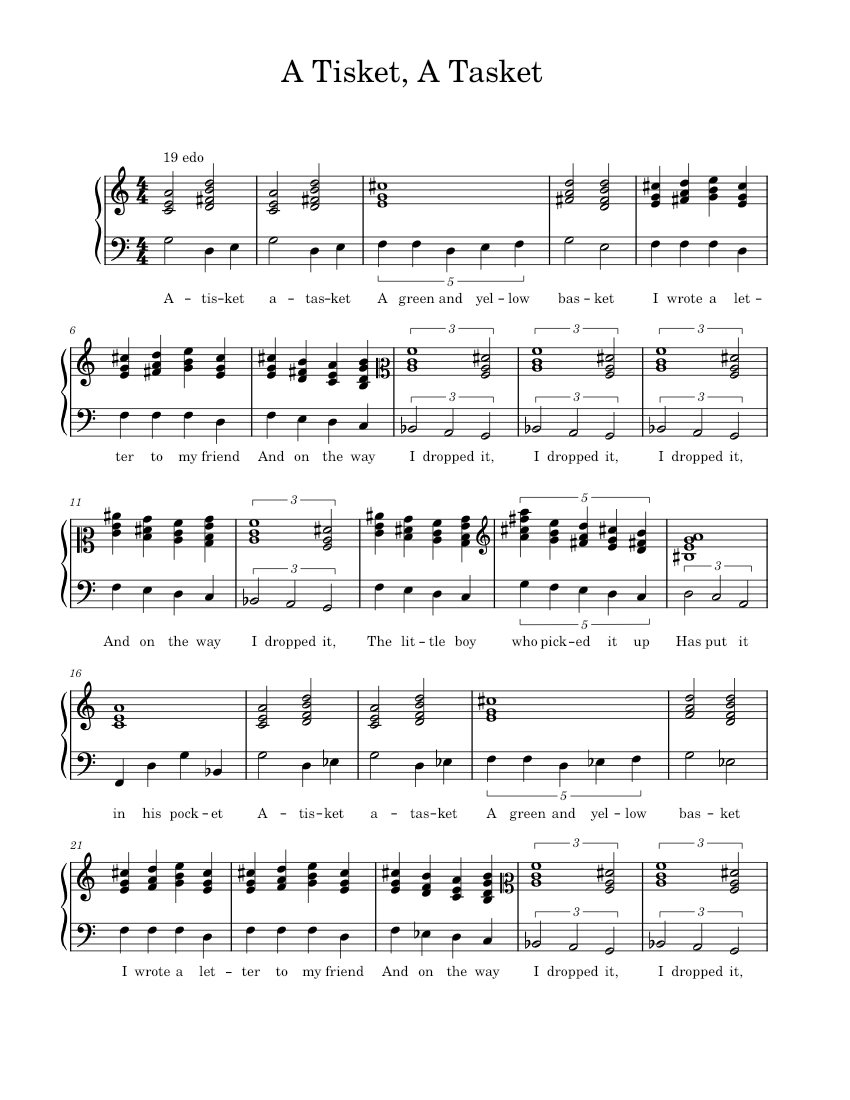 A Tisket, A Tasket Sheet music for Piano (Solo) Easy | Musescore.com