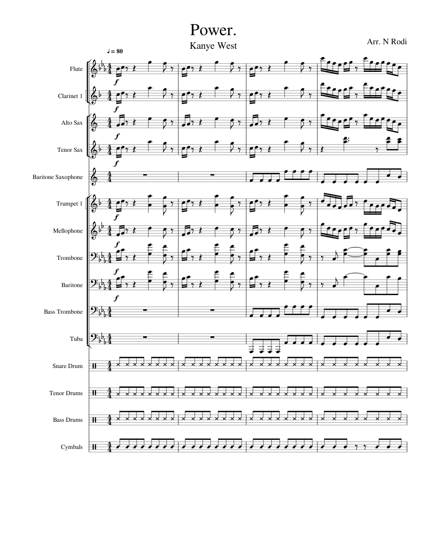 Power - Marching Band Sheet Music for Trombone, Tuba, Mellophone ...