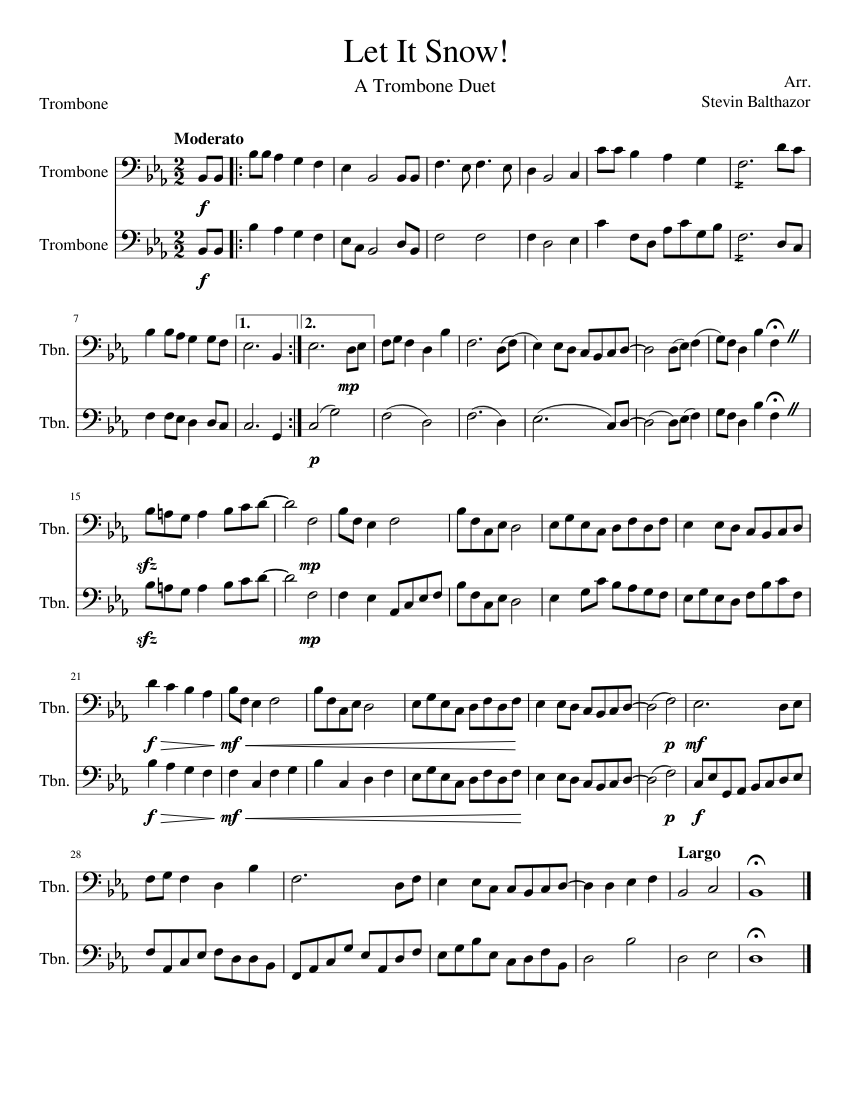 Let It Snow! Sheet music for Trombone (Brass Duet) | Musescore.com