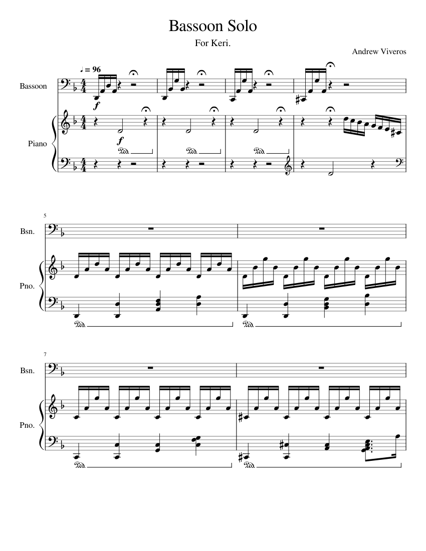 Bassoon Solo Sheet Music for Piano, Bassoon (Solo) | MuseScore.com