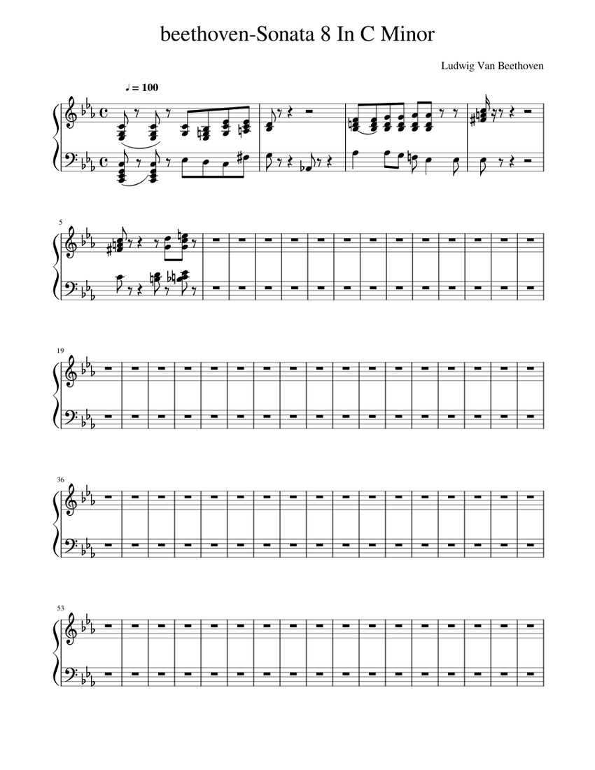 Beethoven- Sonata 8 In C Minor Sheet music for Piano (Solo) | Musescore.com
