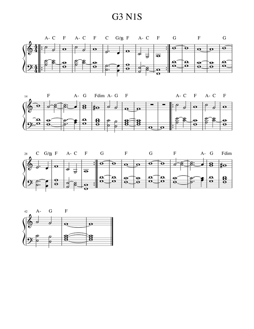 G3 N1S Sheet music for Piano (Solo) Easy | Musescore.com