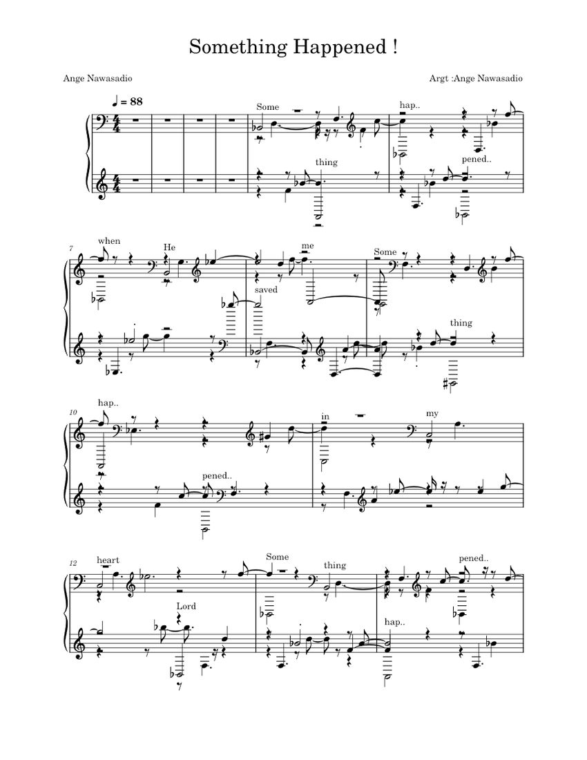 SOMETHING HAPPENED Sheet Music for Piano (SATB) | MuseScore.com