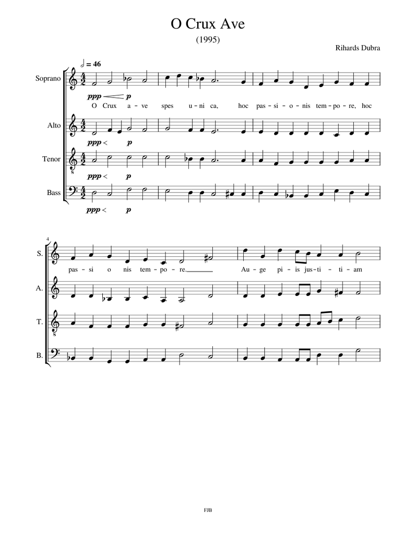 O_Crux_Ave (Rihards Dubra) [STAB] Sheet music for Soprano, Alto, Tenor ...
