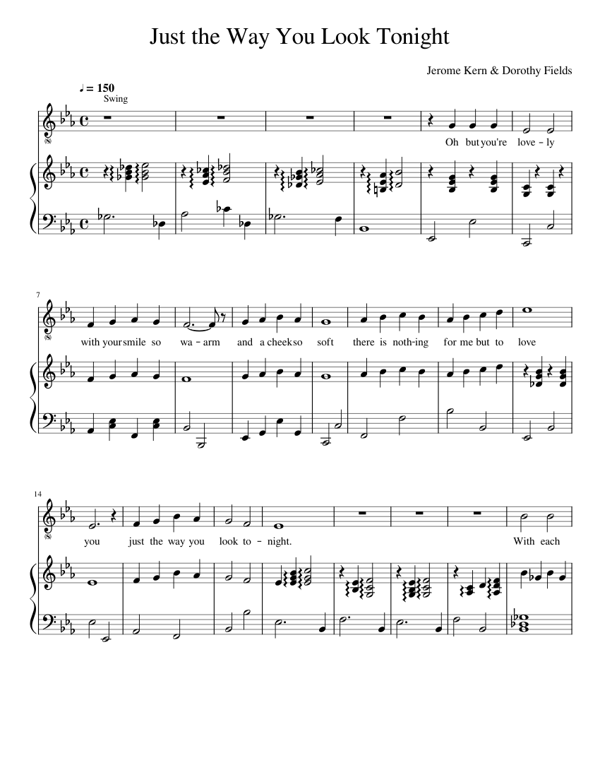 Just The Way You Look Tonight Sheet Music for Piano, Vocals (Piano ...