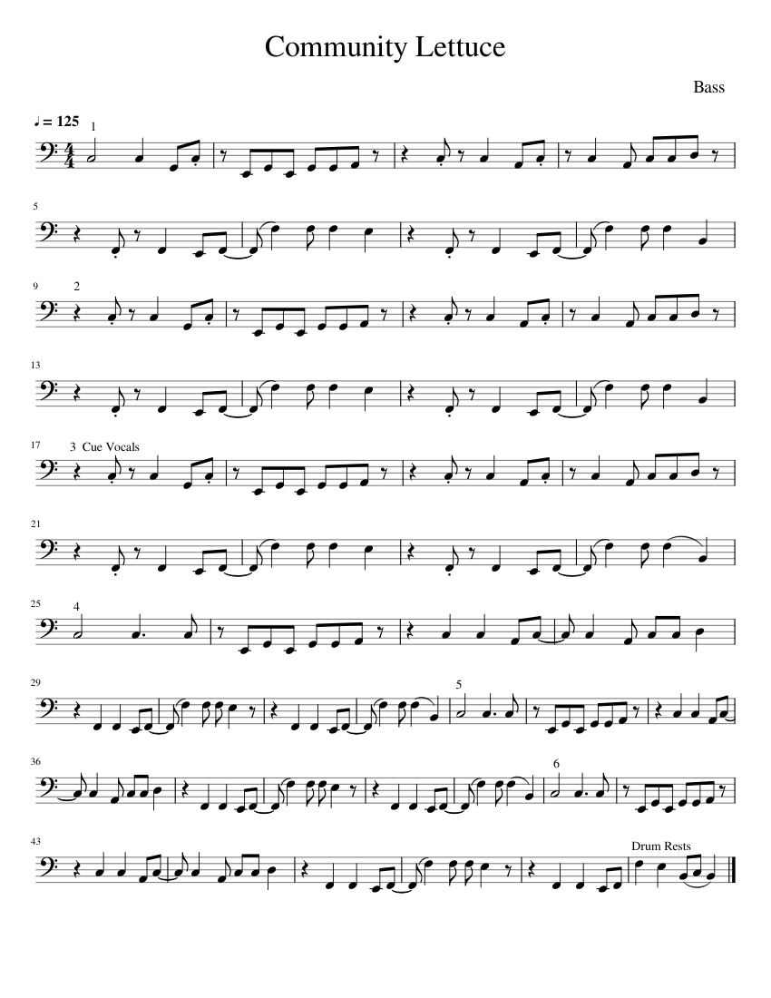 Community Lettuce Sheet music for Bass guitar (Solo) | Musescore.com