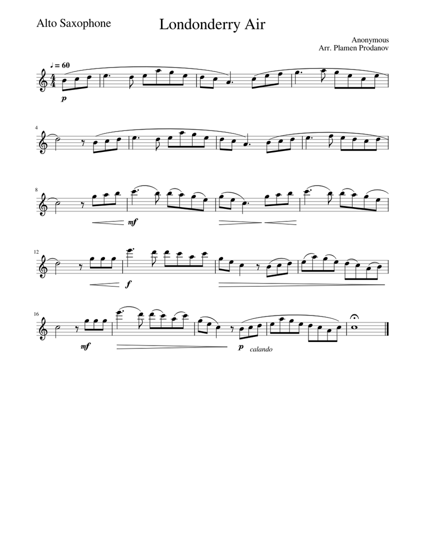 Londonderry_Air Sheet music for Saxophone alto (Solo) | Musescore.com