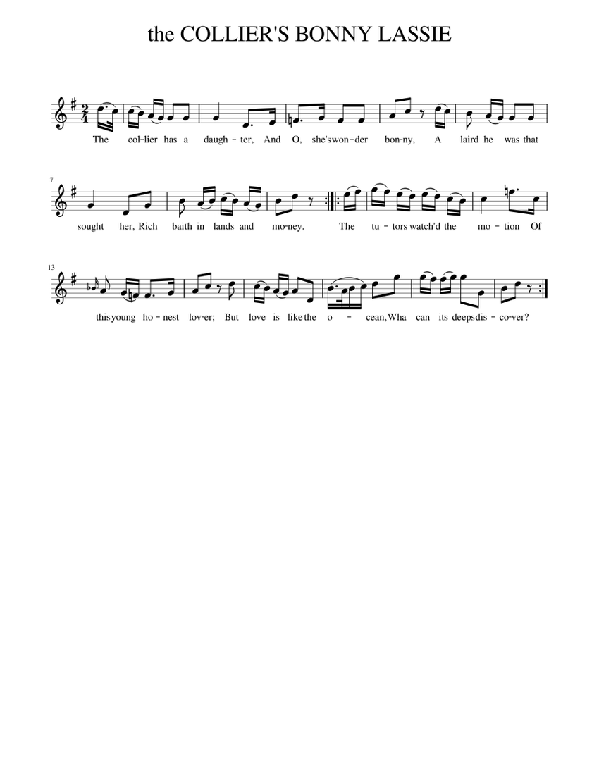 the COLLIER'S BONNY LASSIE Sheet music for Piano (Solo) Easy ...