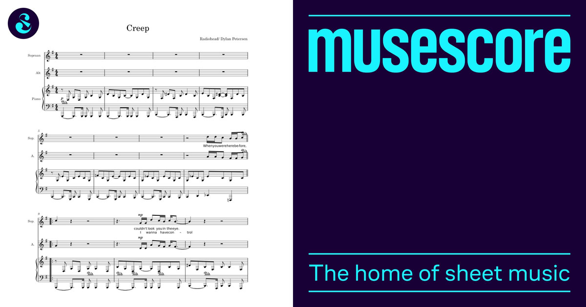 Creep radiohead Musescore bladmuziek met tekst Sheet Music for Piano ...