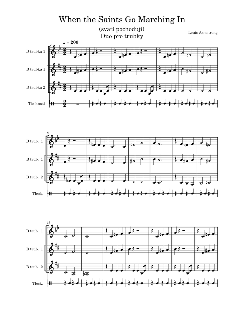 When the Saints Go Marching In Sheet Music for Trumpet in b-flat ...