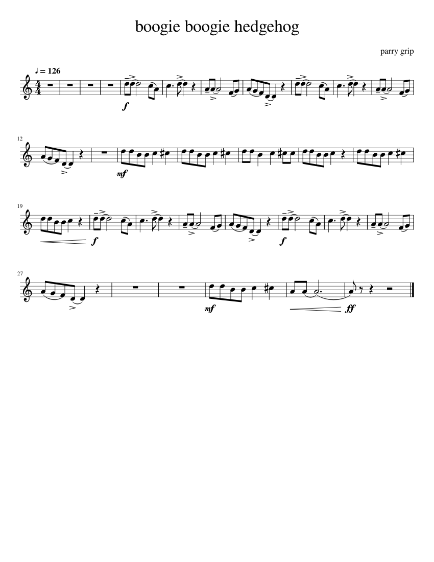 boogie boogie hedgehog Sheet music for Saxophone alto (Solo ...