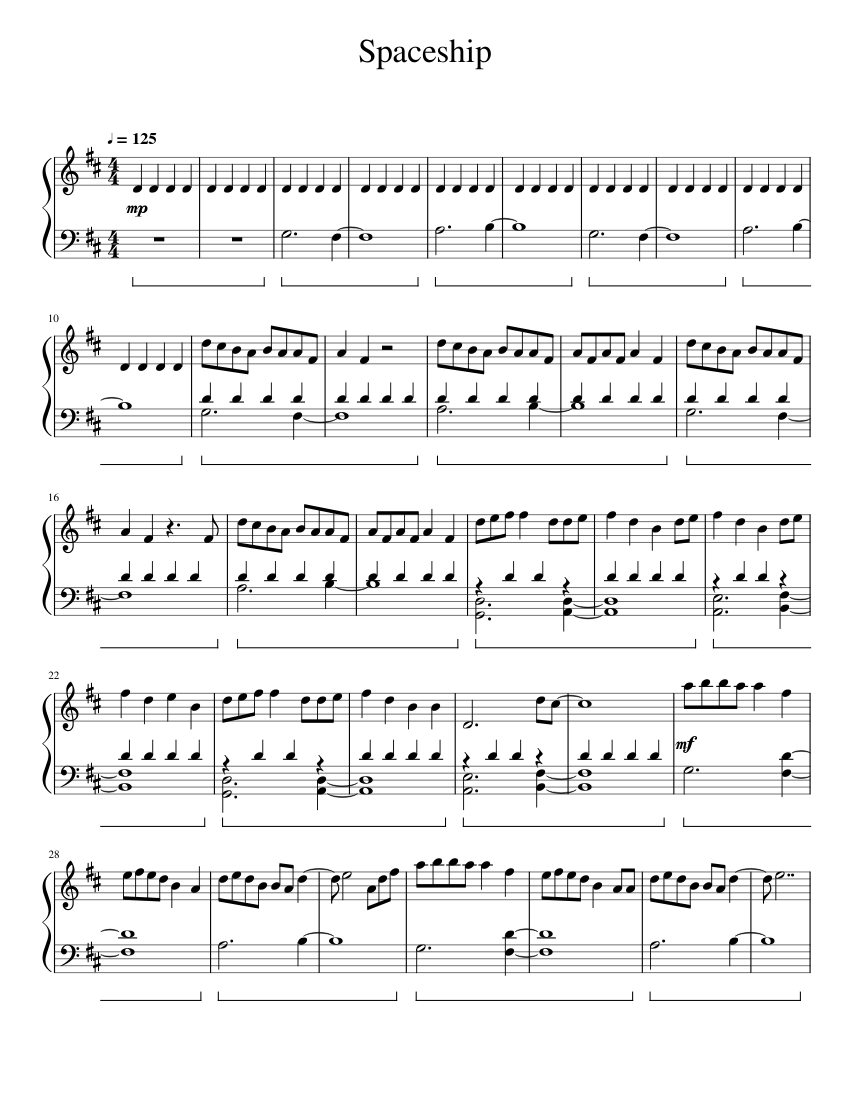 Spaceship Sheet Music for Piano (Solo) easy | MuseScore.com
