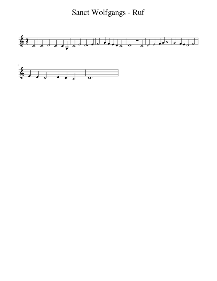 Sanct Wolfgangs - Ruf Sheet music for Piano (Solo) | Musescore.com