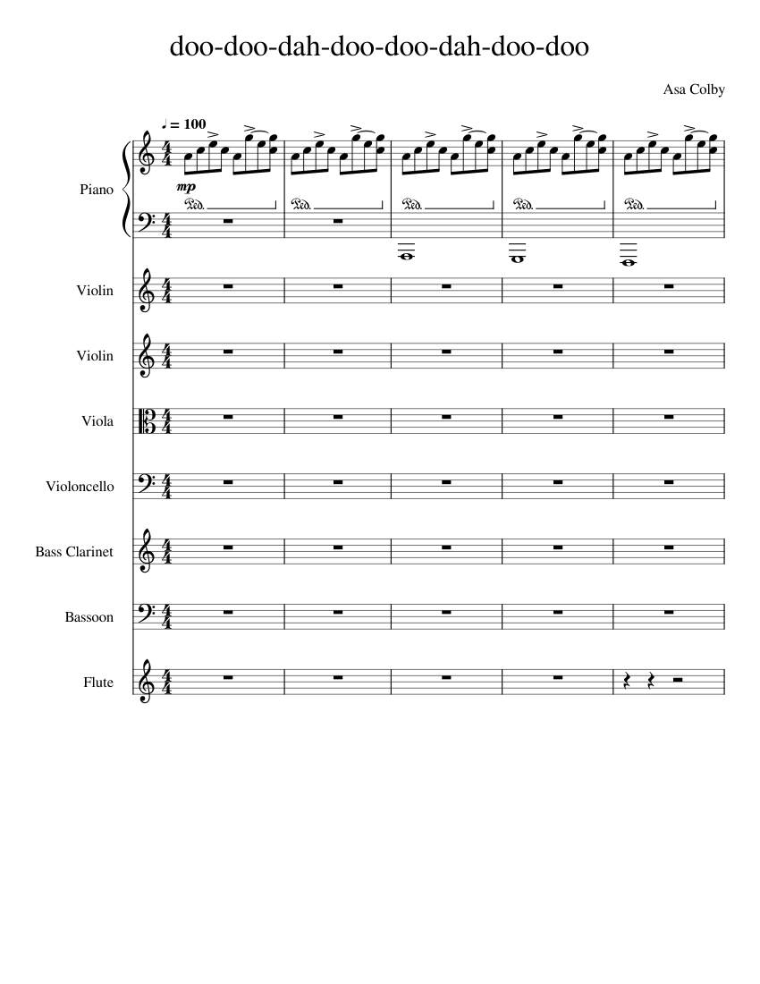 "doo-doo-dah-doo-doo-dah-doo-doo" Sheet music for Piano, Flute ...