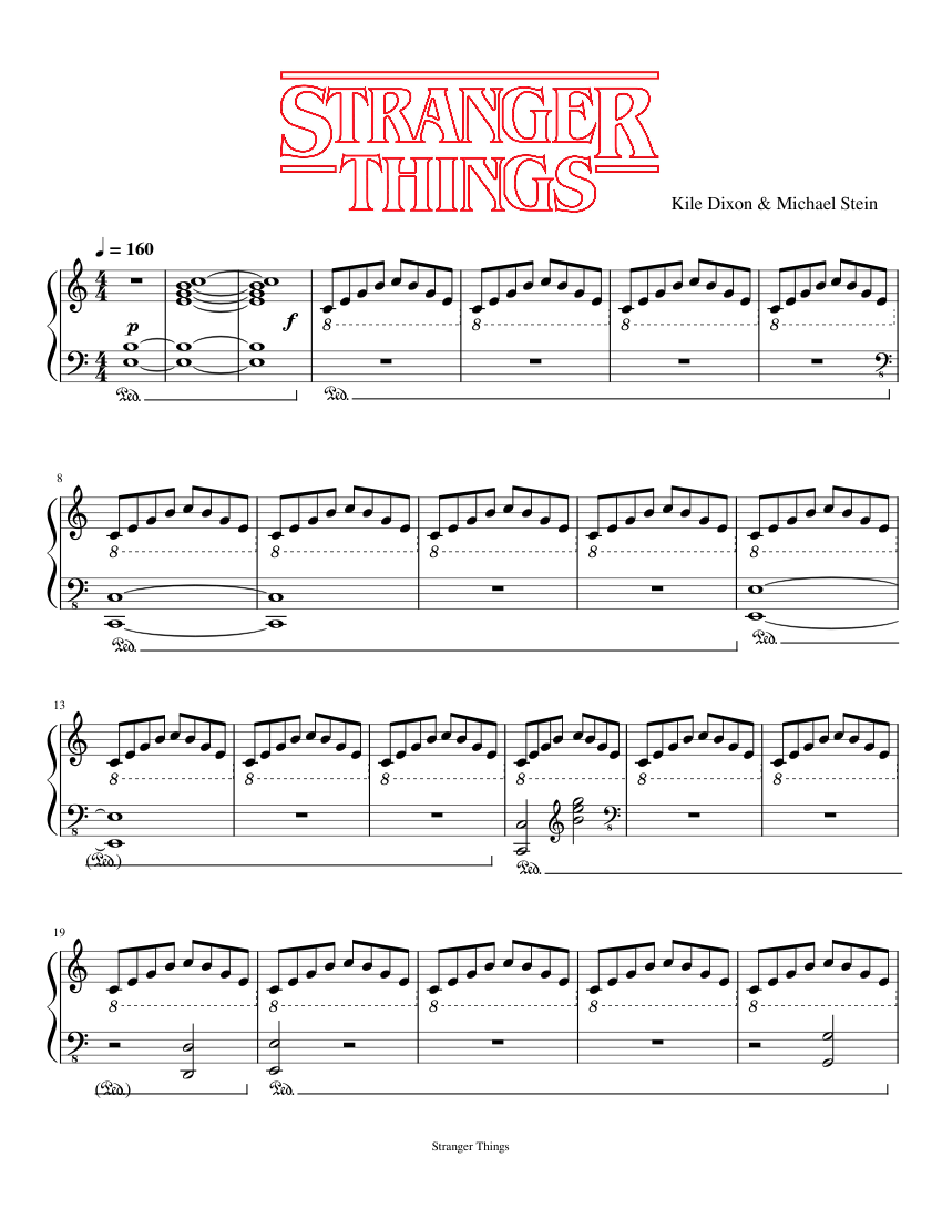Stranger Things main theme Sheet Music for Piano (Solo) Easy ...
