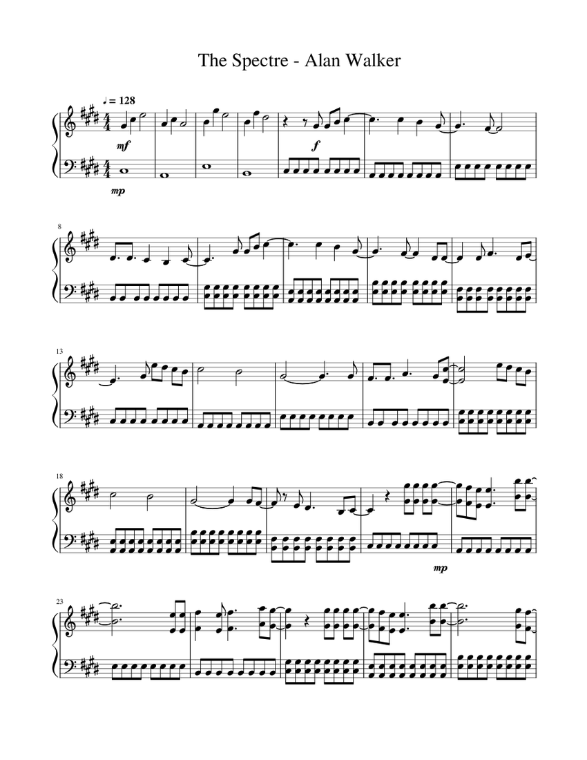 The Spectre - Alan Walker Sheet Music for Piano (Solo) | MuseScore.com