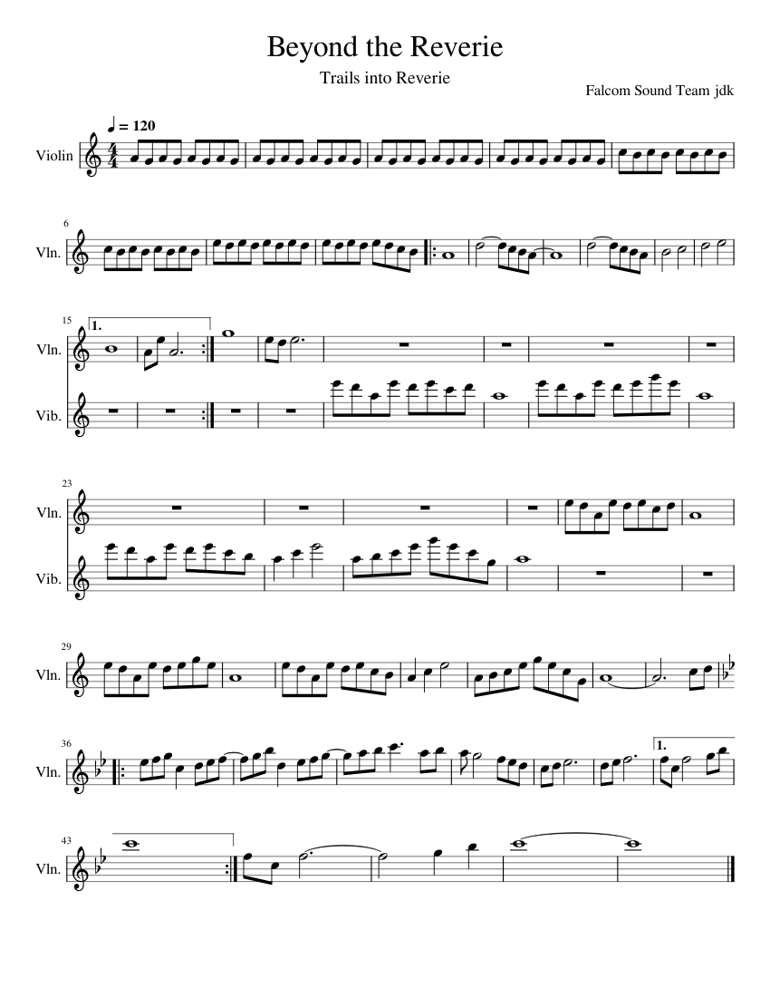 Beyond the Reverie – Falcom Sound Team jdk Sheet music for Vibraphone ...