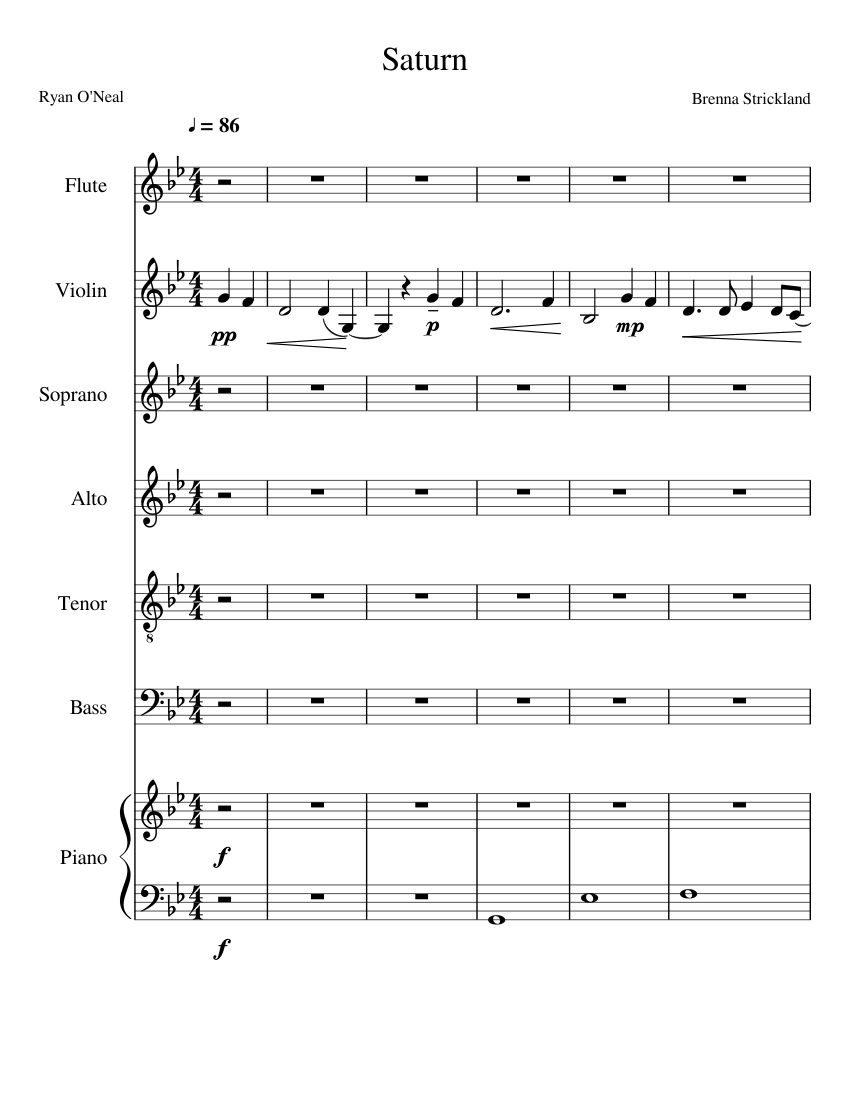 Saturn Sheet music for Piano, Soprano, Alto, Tenor & more instruments ...