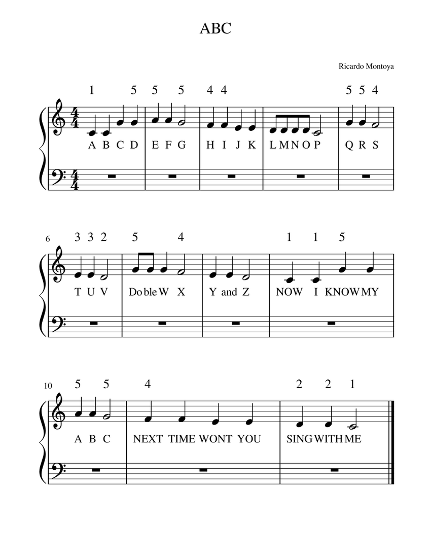 ABC Sheet Music with Chords for Piano (Solo) Easy | MuseScore.com