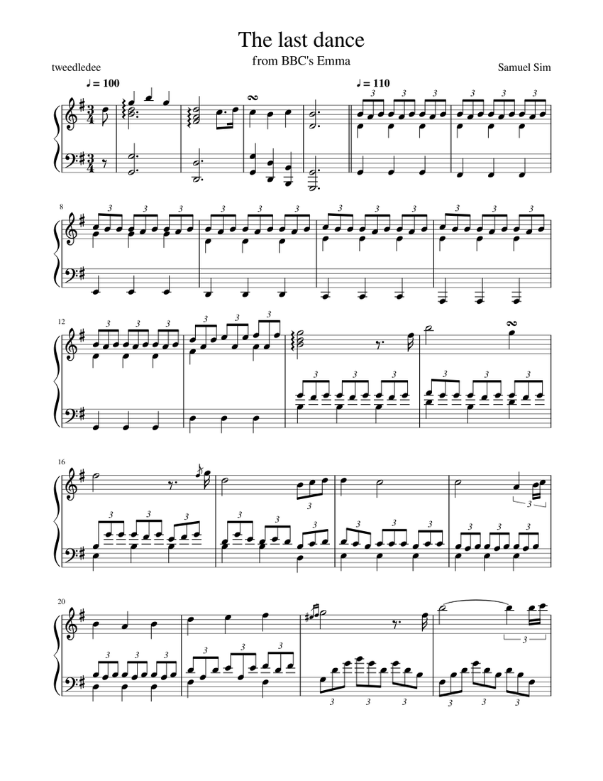 Samuel Sim - The last dance Sheet music for Piano (Solo) | Musescore.com