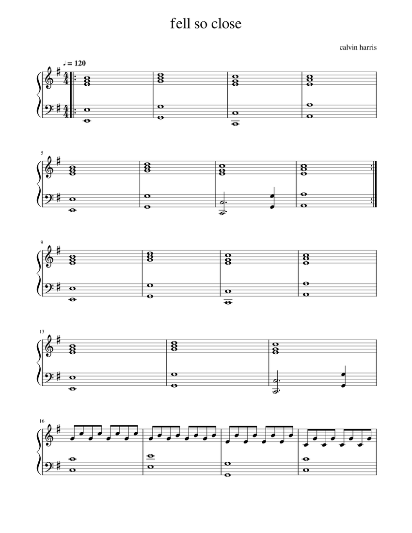 fell_so_close Sheet music for Piano (Solo) Easy | Musescore.com