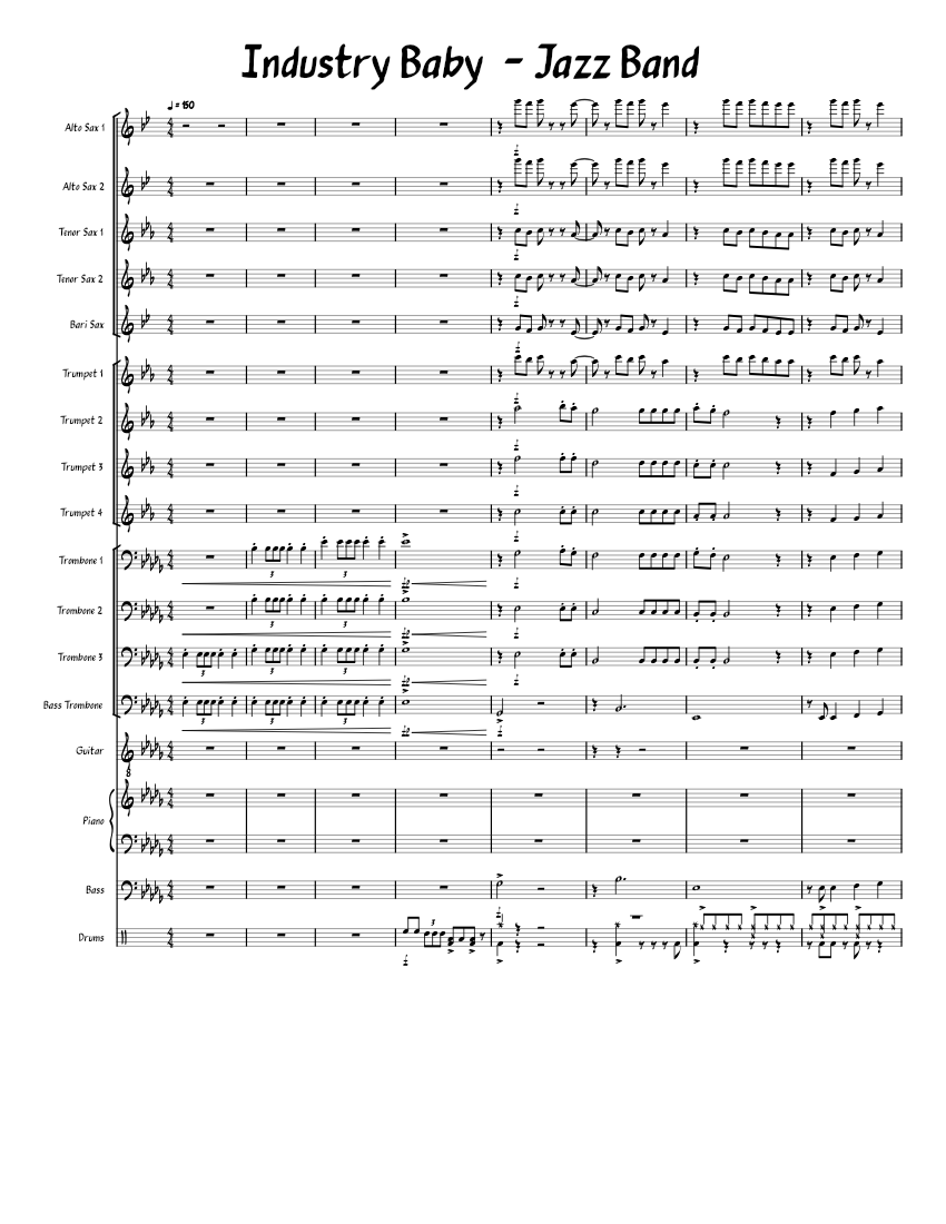 Industry Baby – Lil Nas X Sheet Music with Chords for Piano, Trombone ...