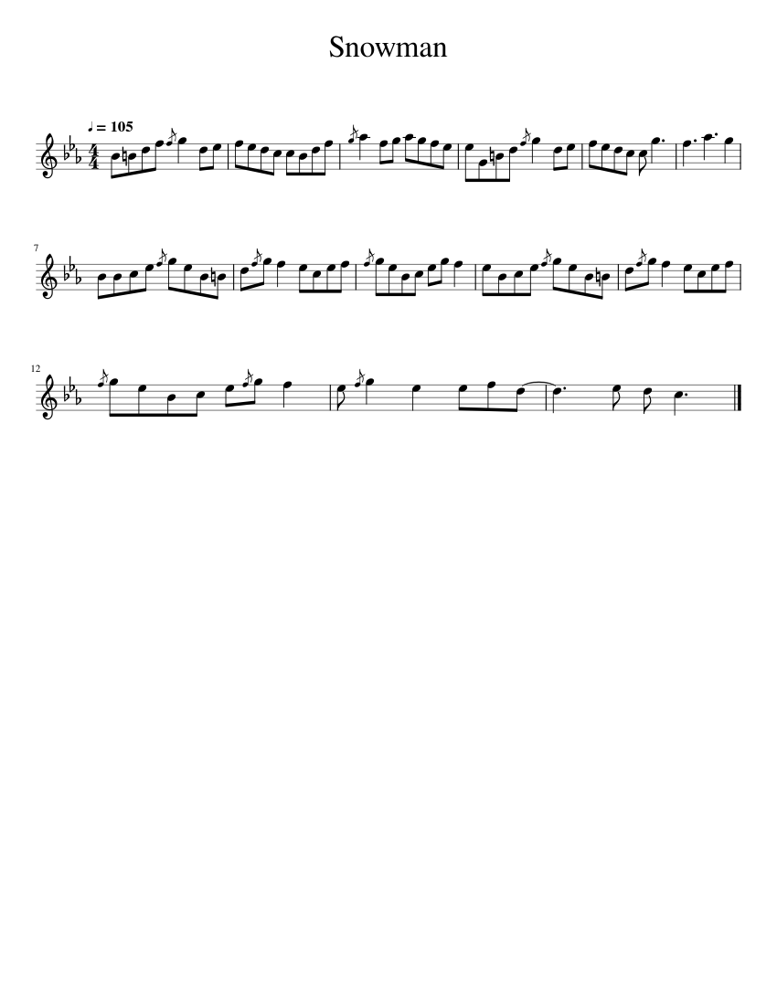 Snowman (chorus only) Sheet Music for Saxophone tenor (Solo ...