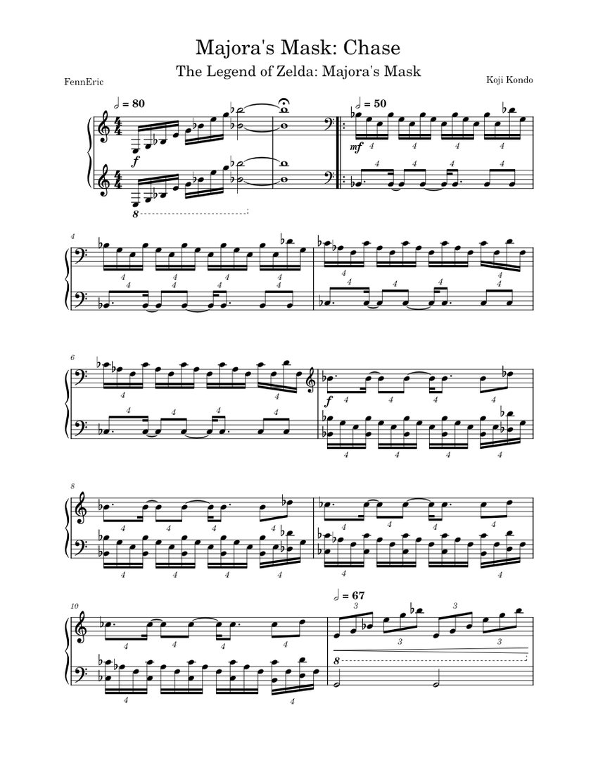 Majora's Mask: Chase Sheet music for Piano (Solo) | Musescore.com