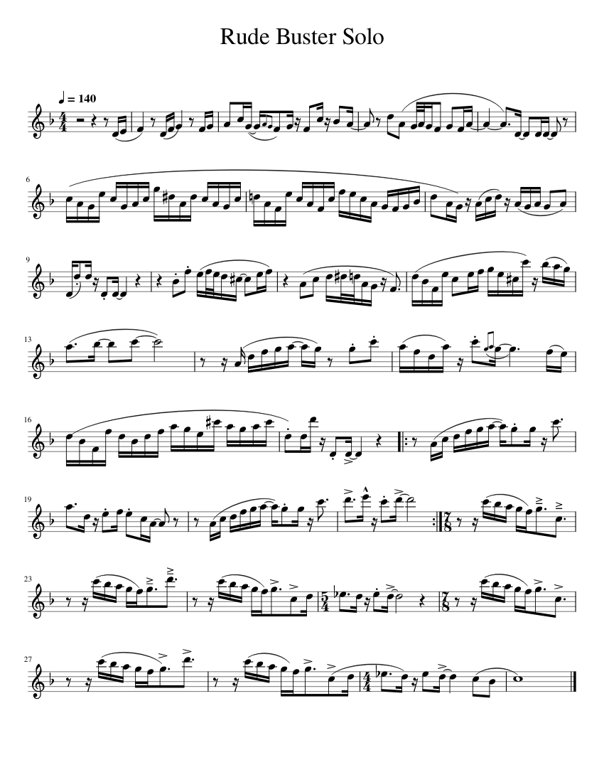 Rude Buster Alto Sax Sheet Music for Saxophone alto (Solo) | MuseScore.com