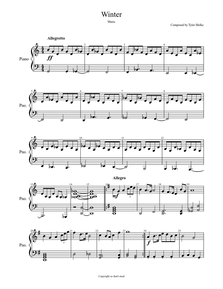 Winter Sheet music for Piano (Solo) | Musescore.com