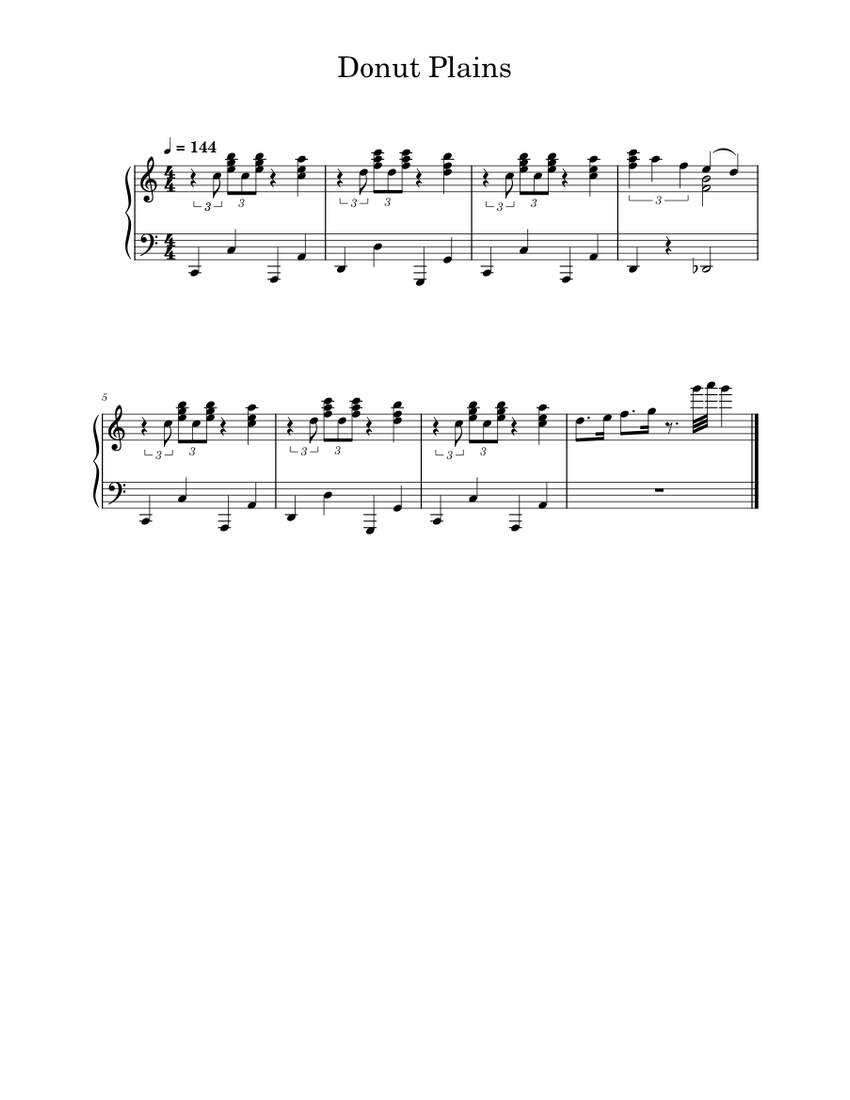 Donut Plains – Koji Kondo Donut Plains Sheet music for Piano (Solo ...