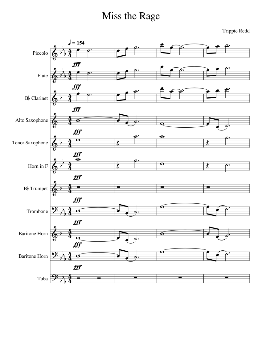 Miss the Rage ft. Playboi Carti – Trippie Redd (Unfinished) Sheet music ...