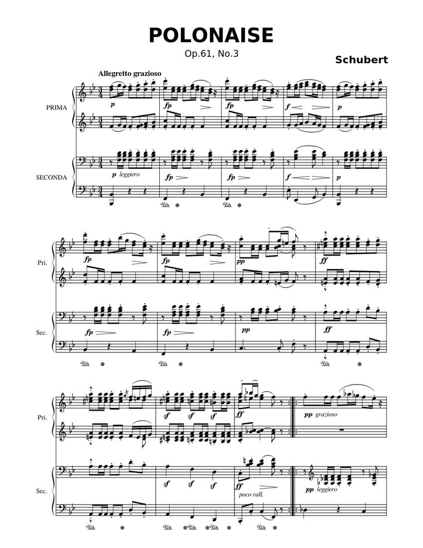 POLONAISE (Op.61, No.3) – Franz Schubert Sheet music for Piano (Piano ...