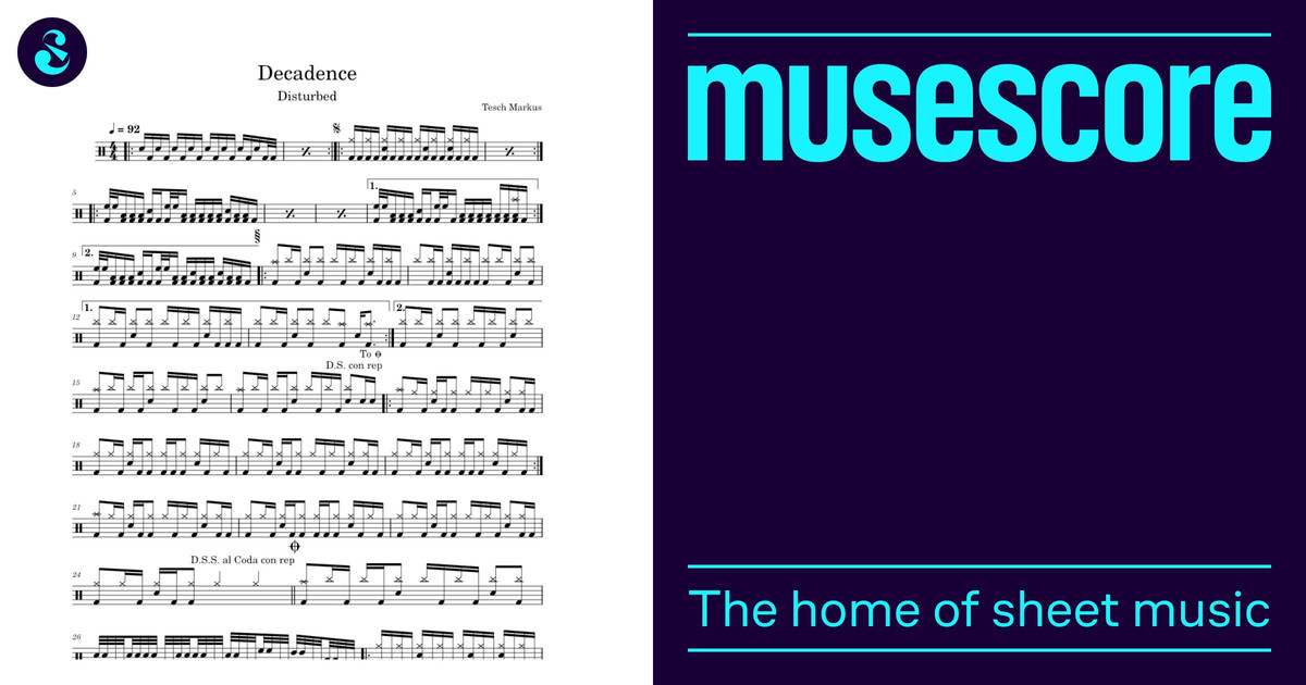 Decadence – Disturbed Disturbed - Decadence Sheet Music for Drum group ...