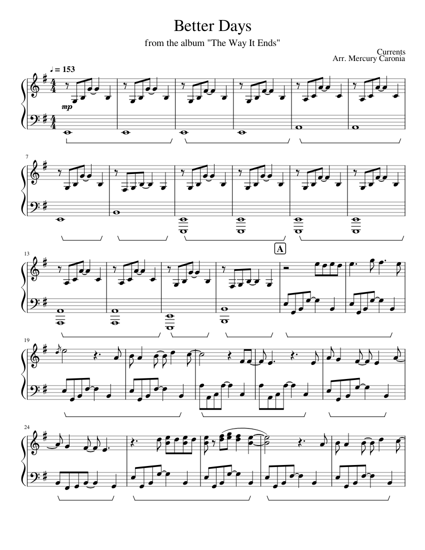 Better Days Sheet music for Piano (Solo) | Musescore.com